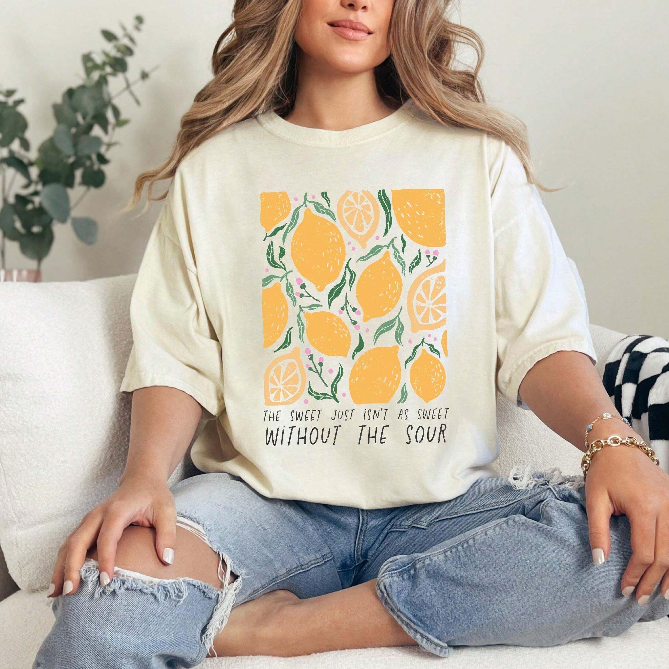 Boho Lemon Sweet Without Sour | Garment Dyed Short Sleeve Tee | SHEIN ...