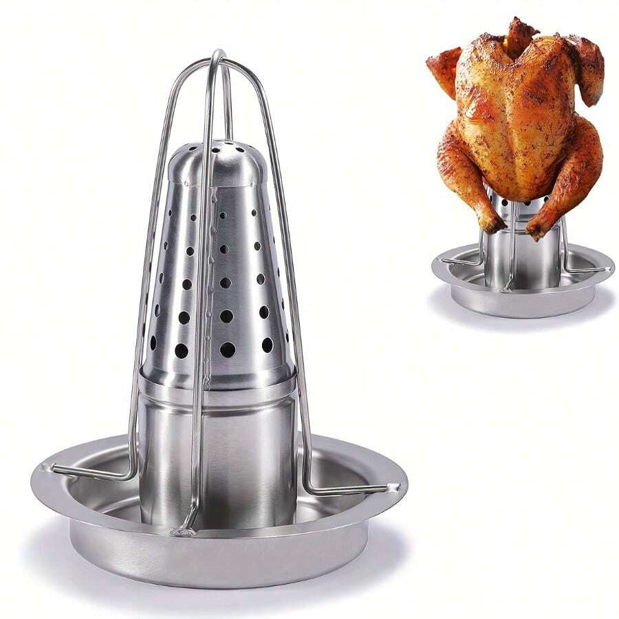 1set, Chicken Roaster Stand, Stainless Steel Beer Can Vertical Chicken ...