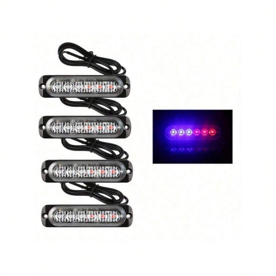 4pcs LED Hazard Beacon Emergency Flashing Side Marker Light Bars ...
