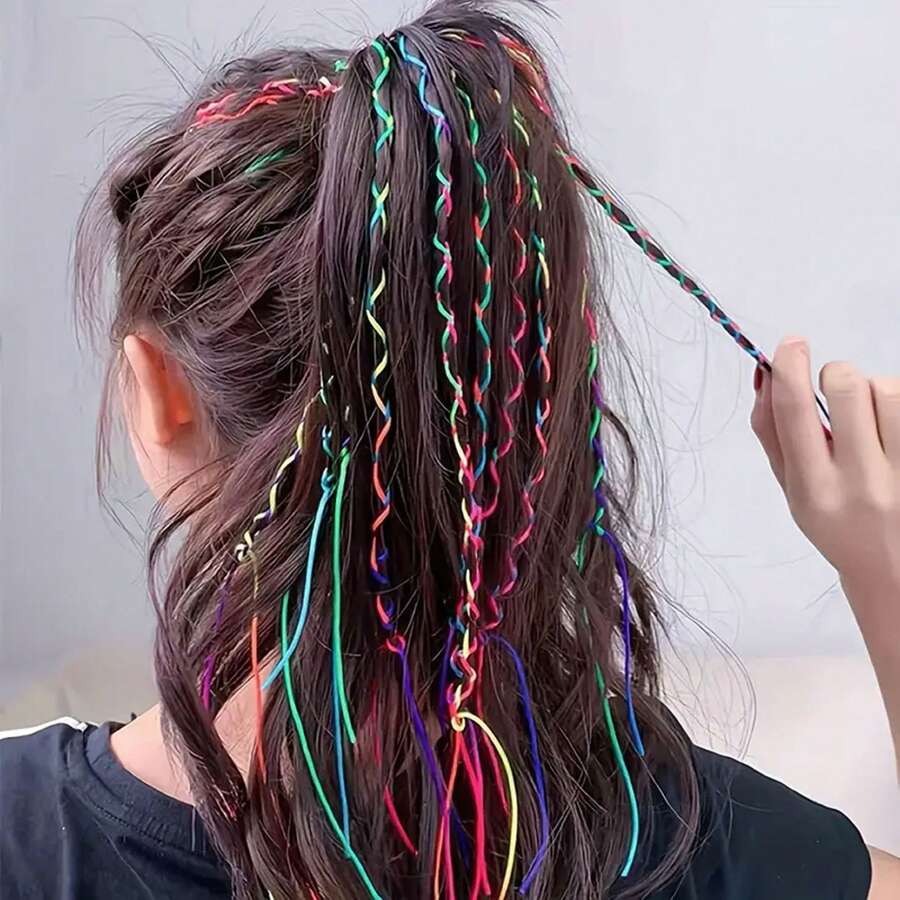 10pcs Braiding Hair Colored Strings, Random Color Dirty Braid Hair Ties ...