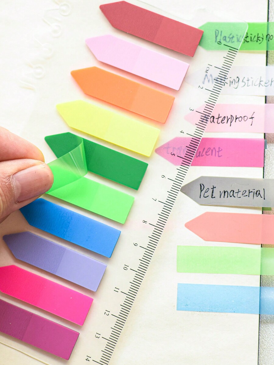 200pcs PET Arrow Shaped Semi-Transparent Sticky Notes In Morandi Color ...