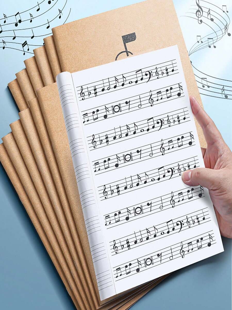 1pc Minimalist Stave Notation Notebook, Brown Color, Suitable For Music ...