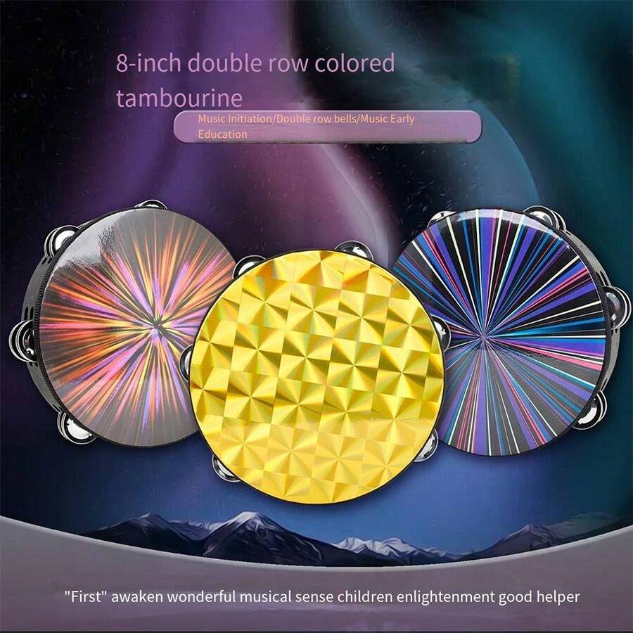 1pc Orff Percussion Instruments Handheld Tambourine 8-Inch Colorful ...