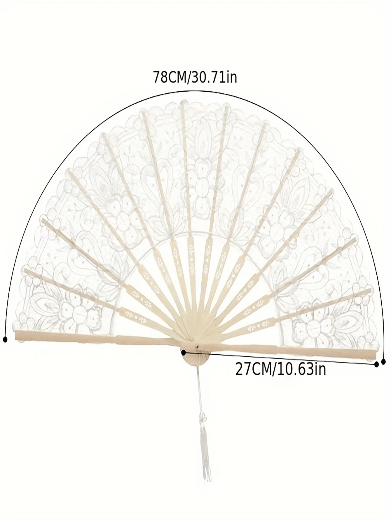 New Wedding Lace Fringe Fan, Vintage Bamboo Hollowed-Out Lace Bride Fan ...