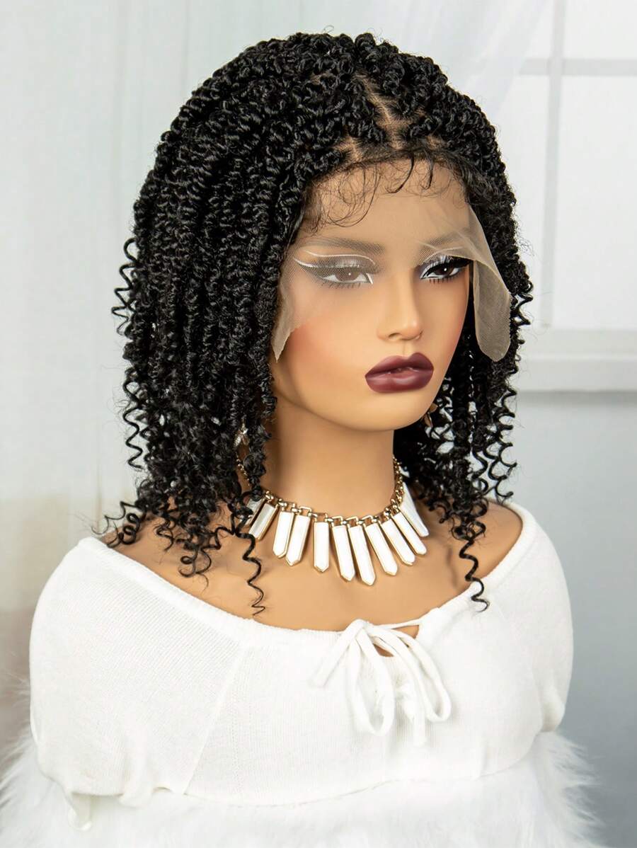 A ANYTIME Braided Wigs For Black Women Lace Front Knotless Box Short ...
