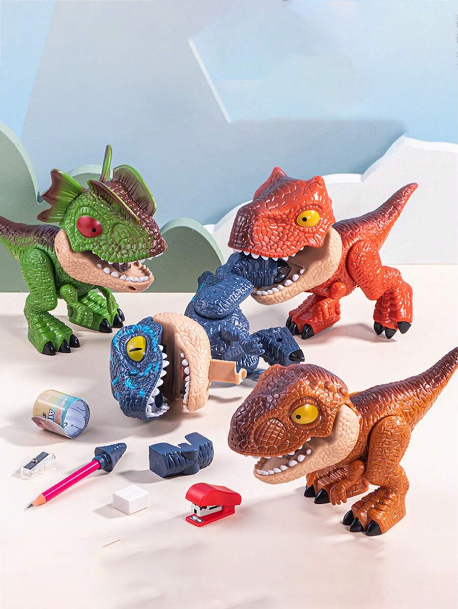 Ensemble de jouets de dinosaures - 5 en 1 (taille-crayon, gomme, crayon ...