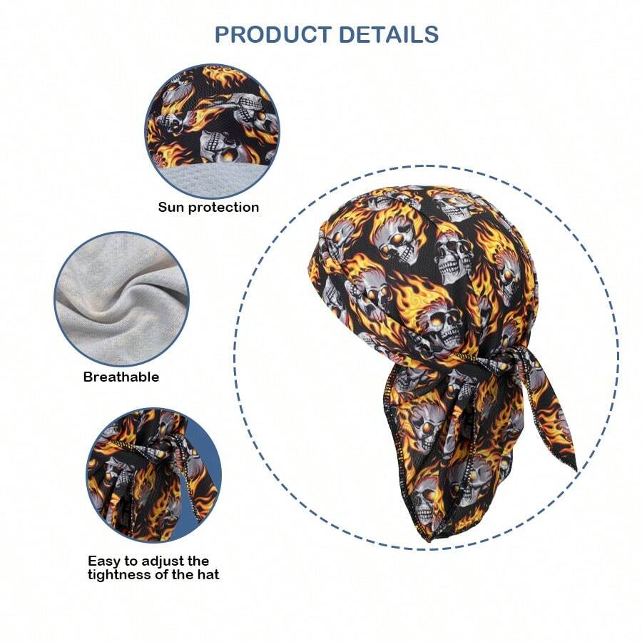 Skull Cap Pirate Hat Sweat Wicking Doo Rag Cooling Dew Rags Helmet ...