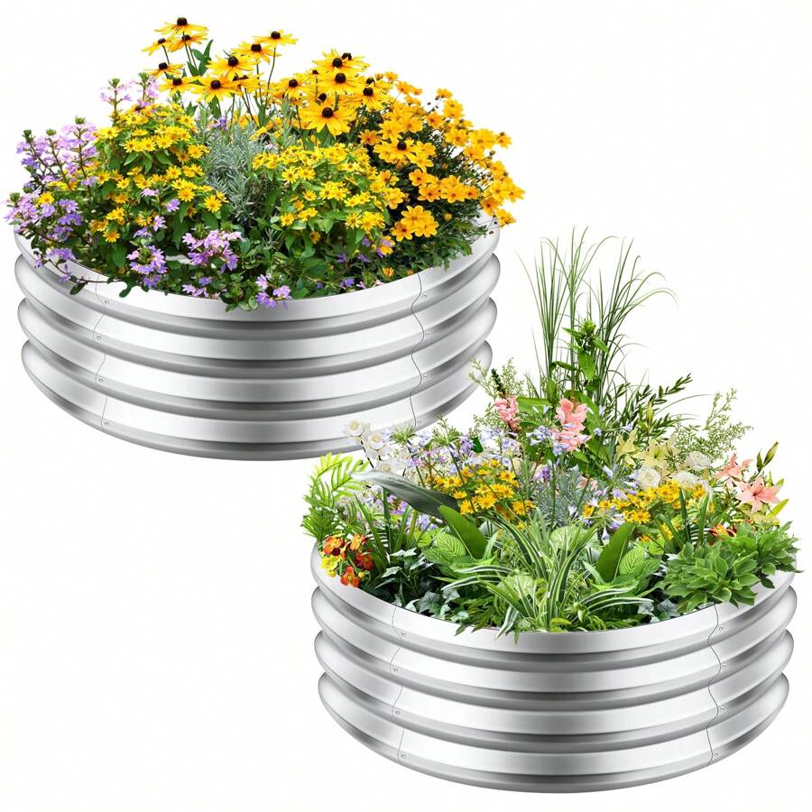 Round Galvanized Raised Metal Garden Bed Kits, Galvanized Metal Raised ...