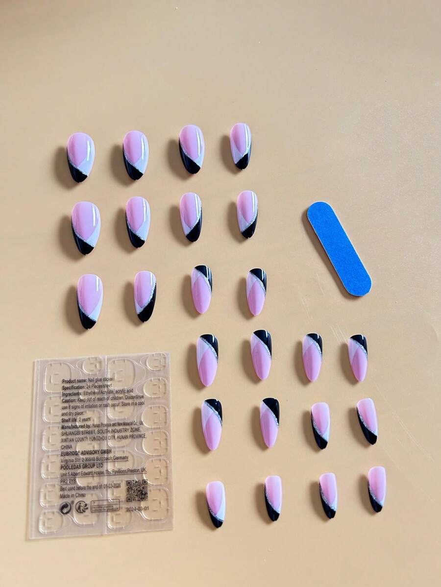 24 Pieces/Set Of Water Drop Shaped Fake Nails Wear Nails, Y2K Cute ...