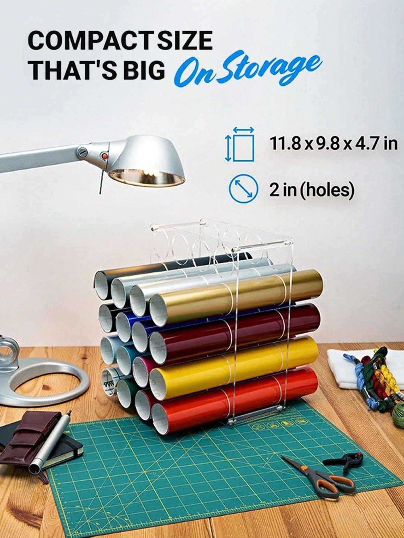 Transparent 20 Hole Detachable Acrylic Reel Holder For Paper Storage ...