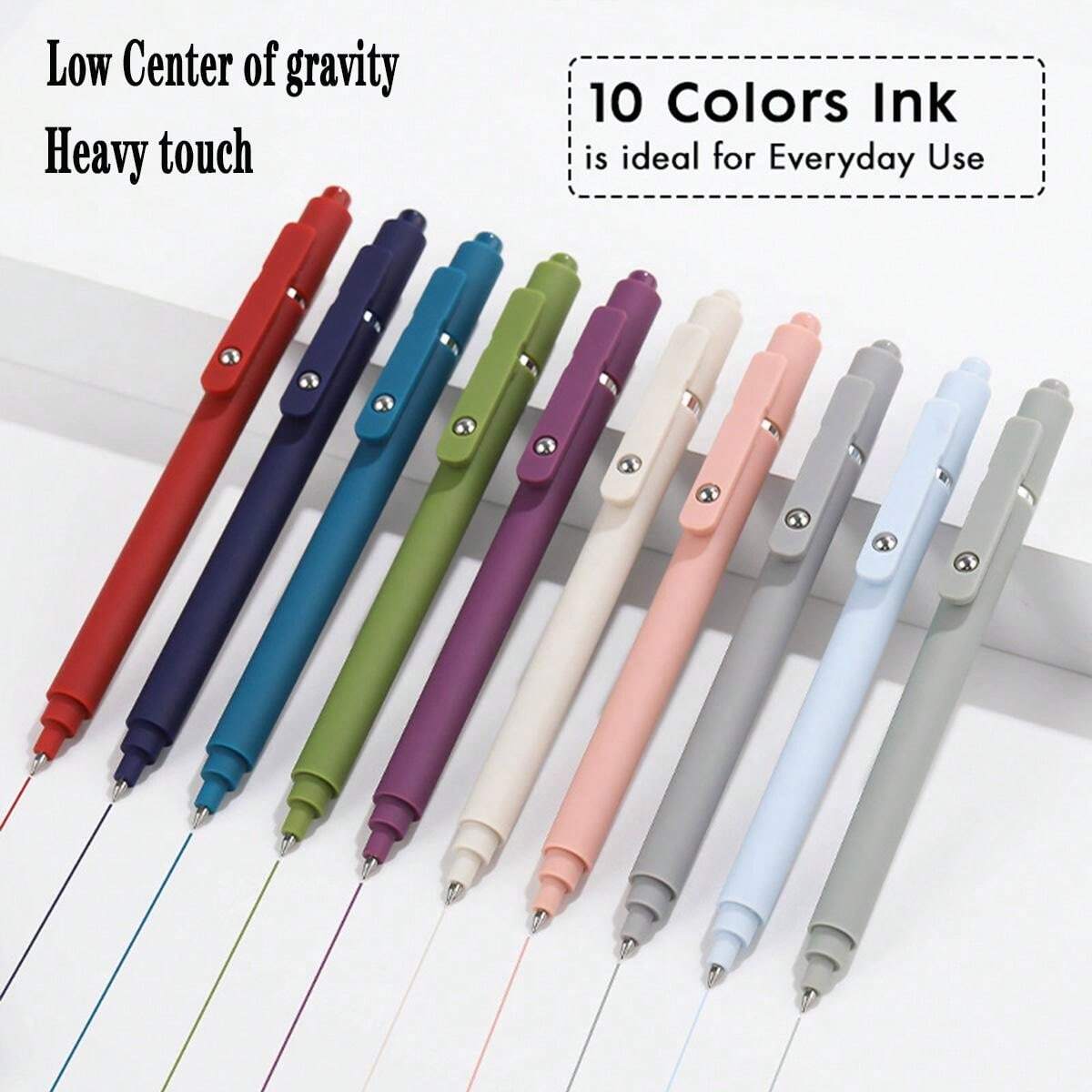 10pcs Low Center Of Gravity & Heavy Touch Neutral Push Pens With 10 ...