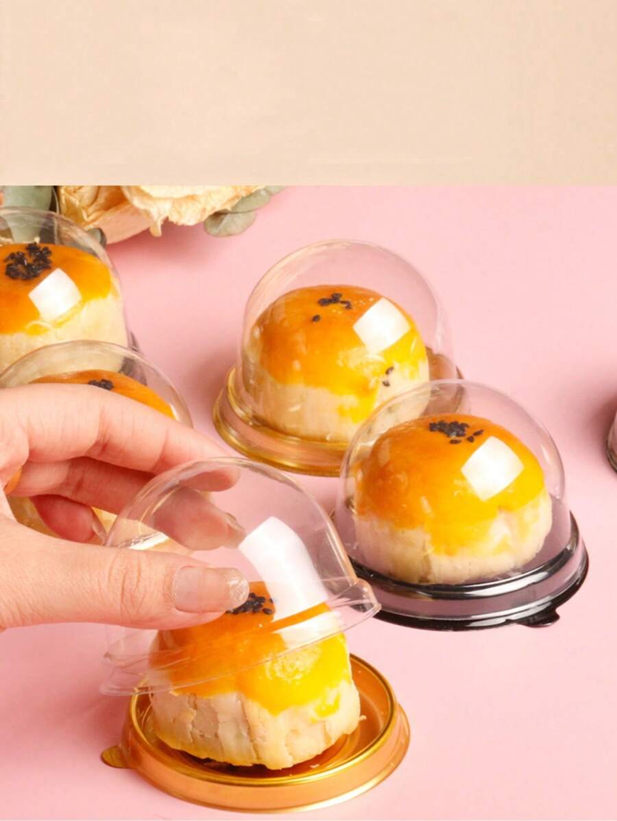100pcs Transparent Plastic Cake Boxes With Clear Round Dome Lid ...
