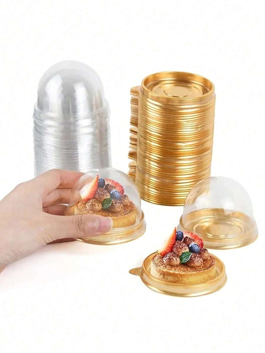 100pcs Transparent Plastic Cake Boxes With Clear Round Dome Lid ...