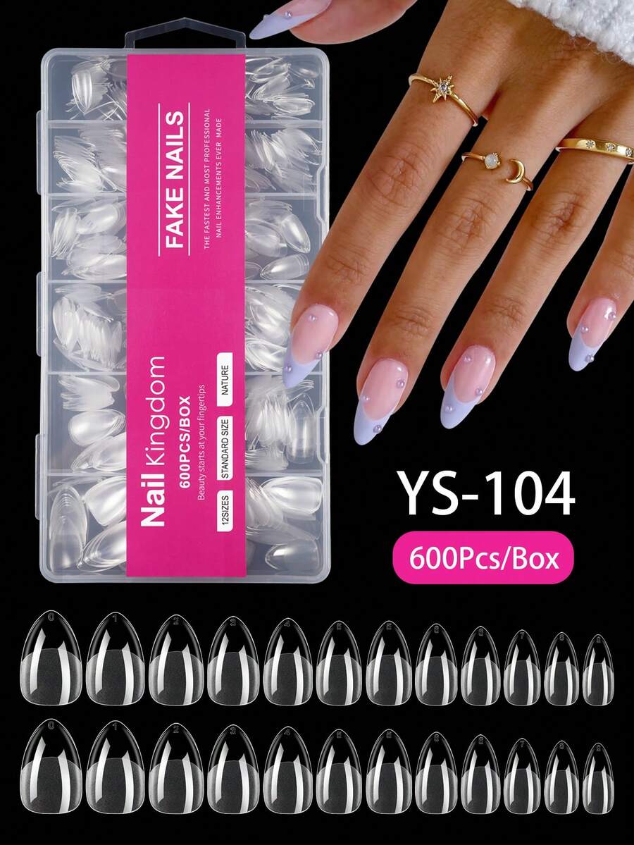 600pcs/Box Clear Invisible Round Shaped Sanding-Free Full And Half ...