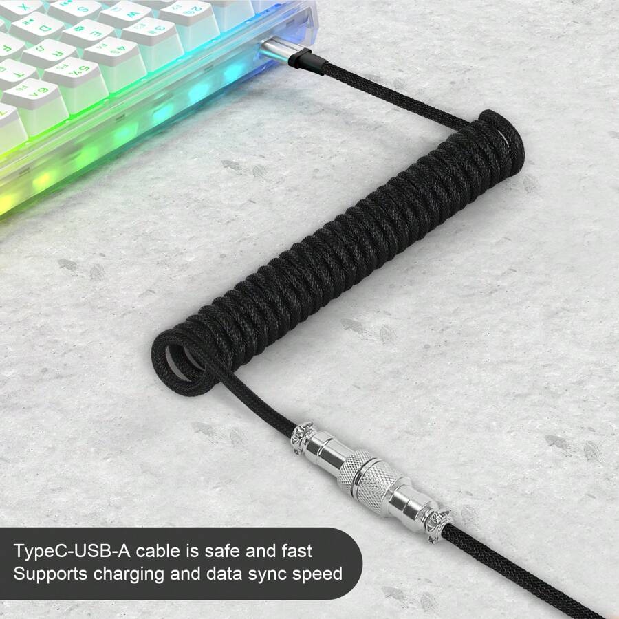 MAMBASNAKE C01 PRO Braided Coiled Keyboard Cable, Pro Custom USB-C ...