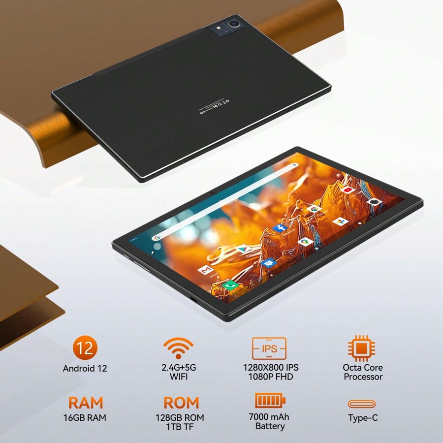 Tablet 10 Zoll 5G WiFi 16(8+8) GB RAM 128GB ROM 1TB TF,7000mAh,Octa ...