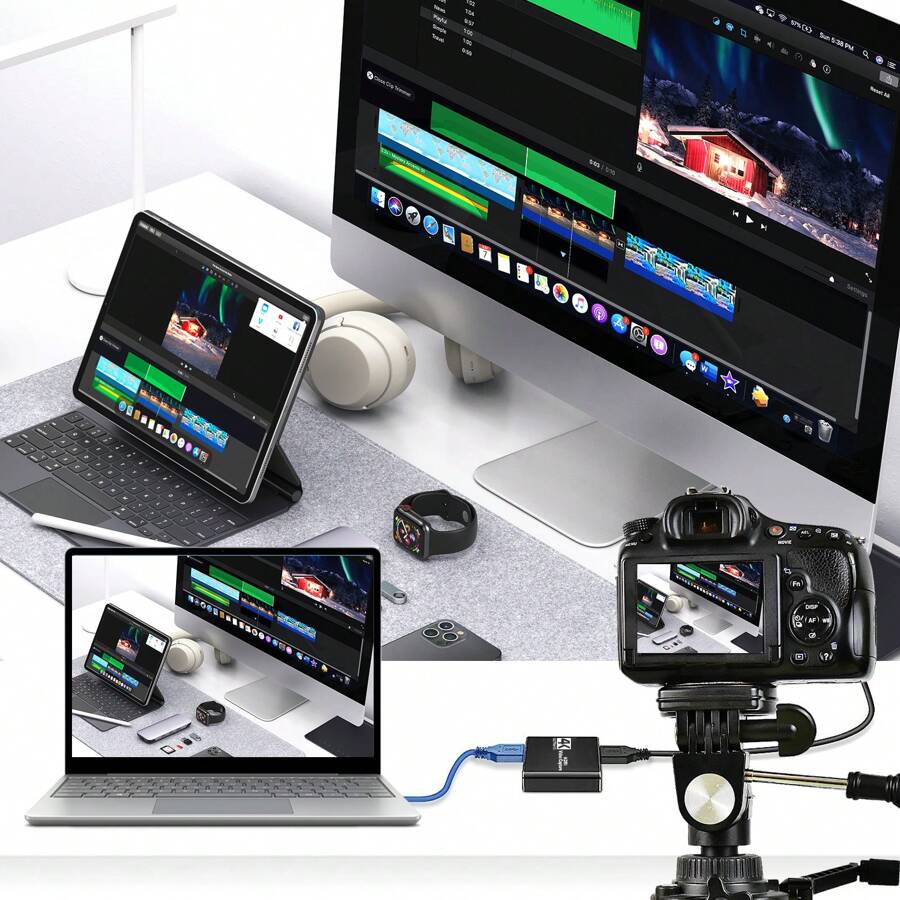 Capture-Karte, Audio-Video-Capture-Karte mit Mikrofon 4K HDMI Loop-Out ...