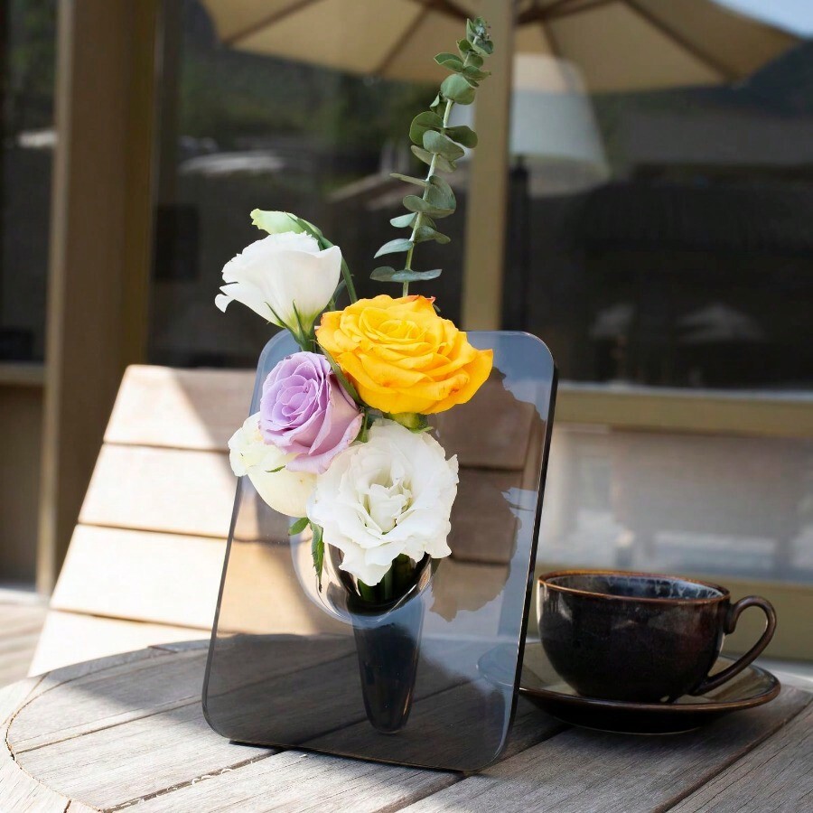 EASY365 Clear Acrylic Photo Frame Flower Vase, 8 X 6 Inch Aesthetic ...