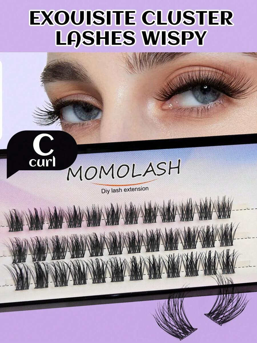 DIY Eyelashes 36pcs Fluffy Lightly Curled Three Rows Natural Style ...
