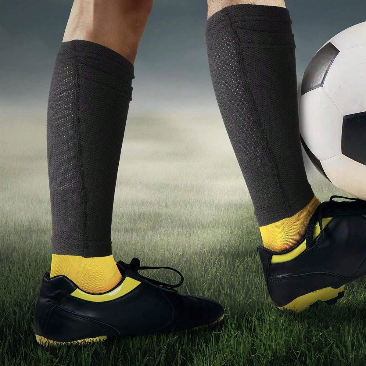 1 Pair Soccer Shin Guard Socks, Breathable Soccer Shin Guard Sleeves ...