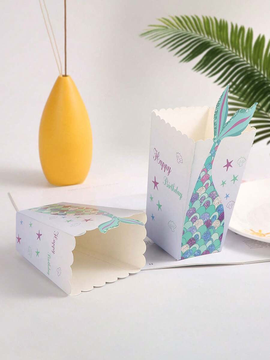 12pcs-Mermaid Popcorn Boxes,Candy Boxes,Gift Boxes,Suitable For ...