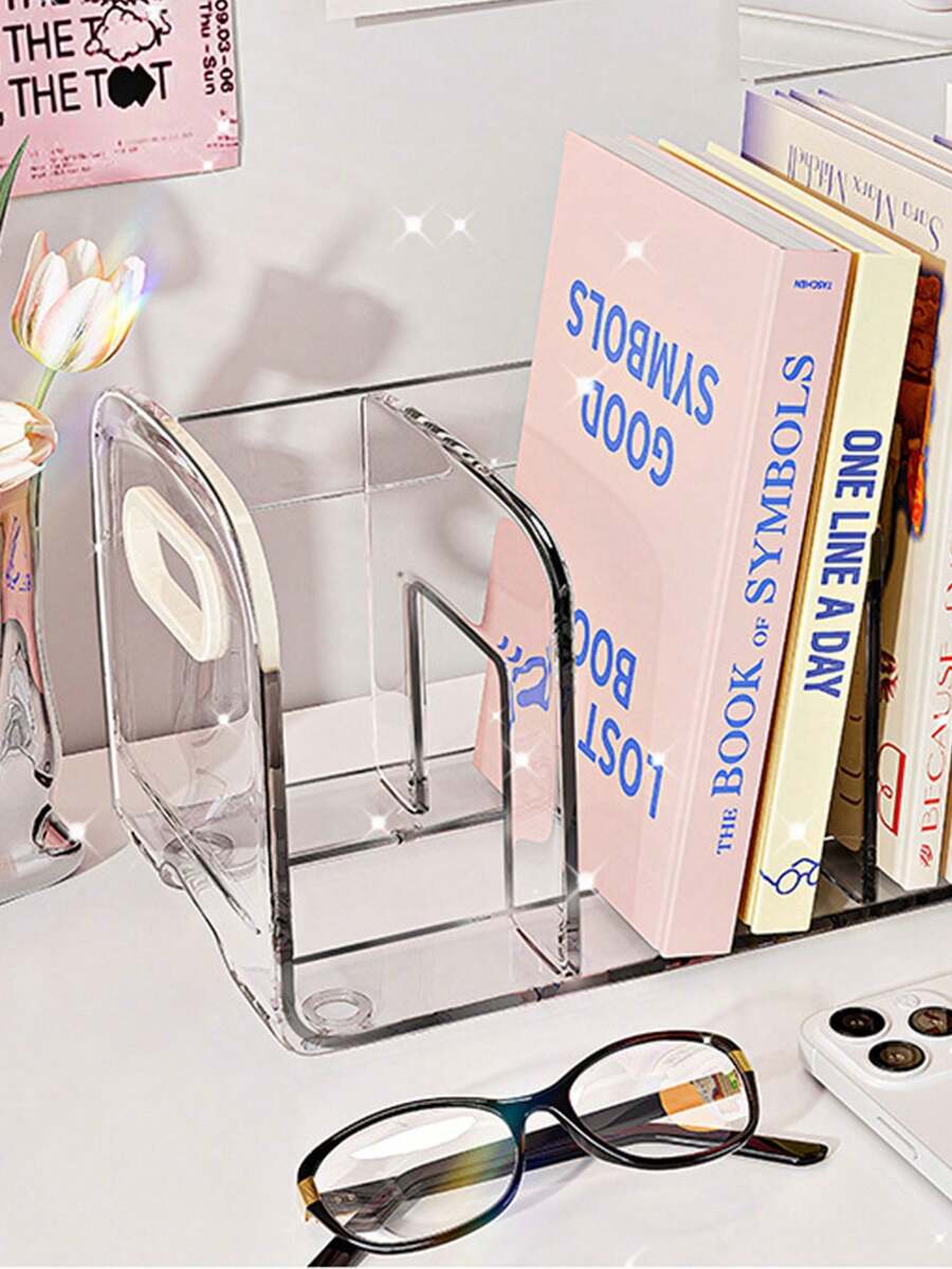 Clear Acrylic Desktop Bookshelf, Student Desk Book Organizer With ...