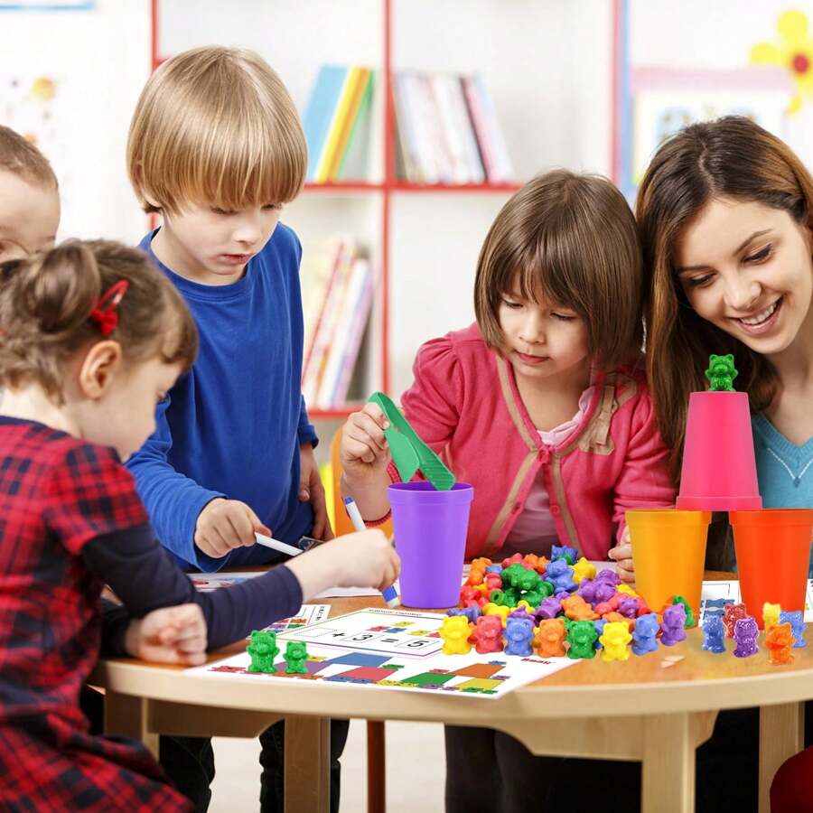 Counting Bears With Matching Sorting Cups, Preschool Math Learning Game ...