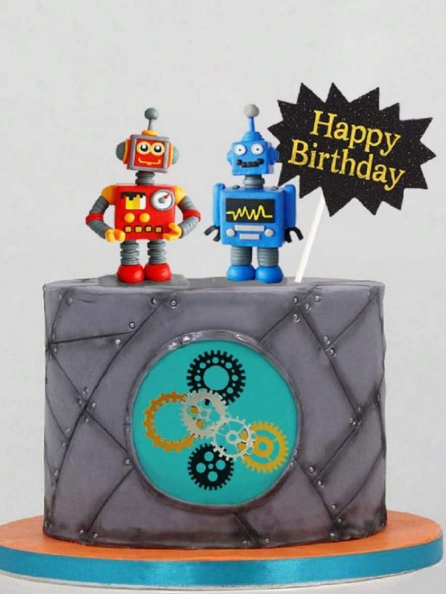 Robot Cake Decorating Equipment For Robot Themed Birthday Party, Happy ...