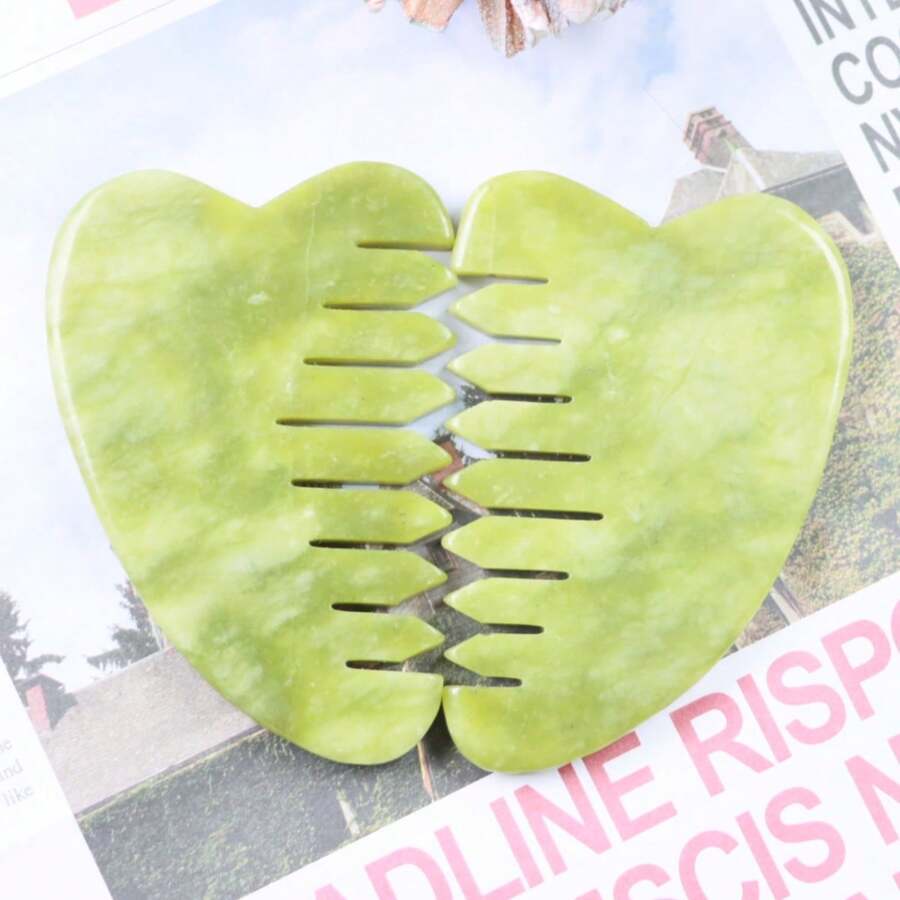 Jade Gua Sha Comb, 1pc Xiuyan Green Jade Massage Comb Tool For Head ...