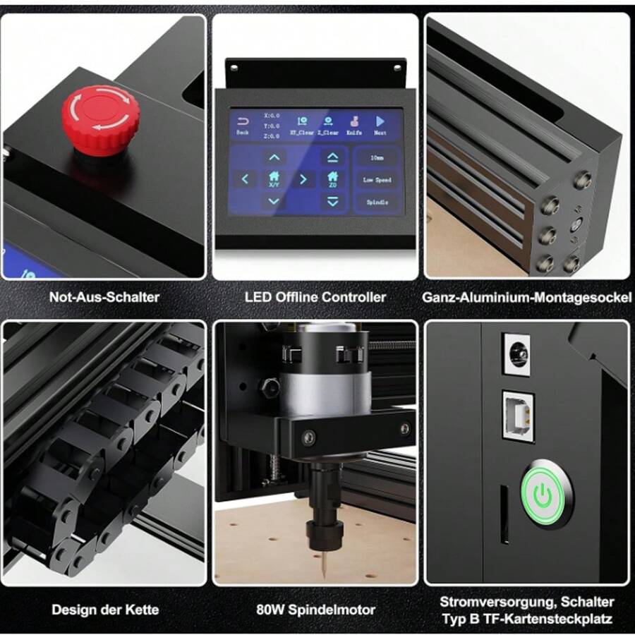 OUYANG CNC Milling Machine, 3 Axis CNC Engraving Machine TTC 450 Working Area 450 X 450 X 80mm ...