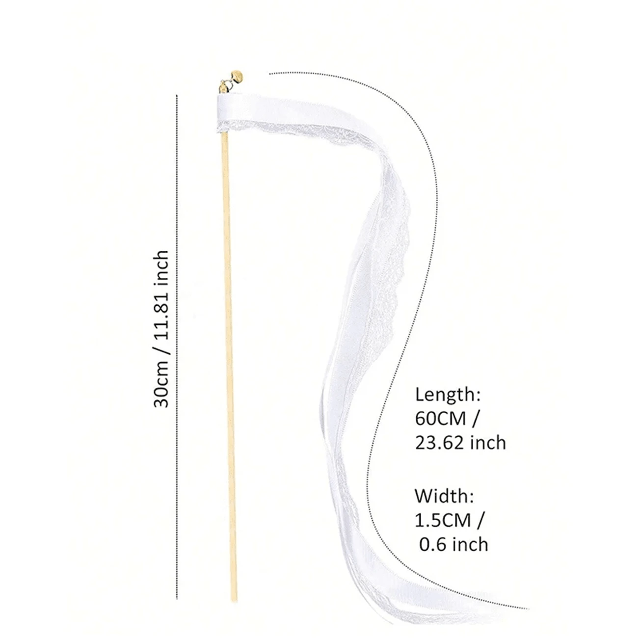 Ribbon Wands Fairy Sticks Wedding Twirling Lace Streamers With Golden ...