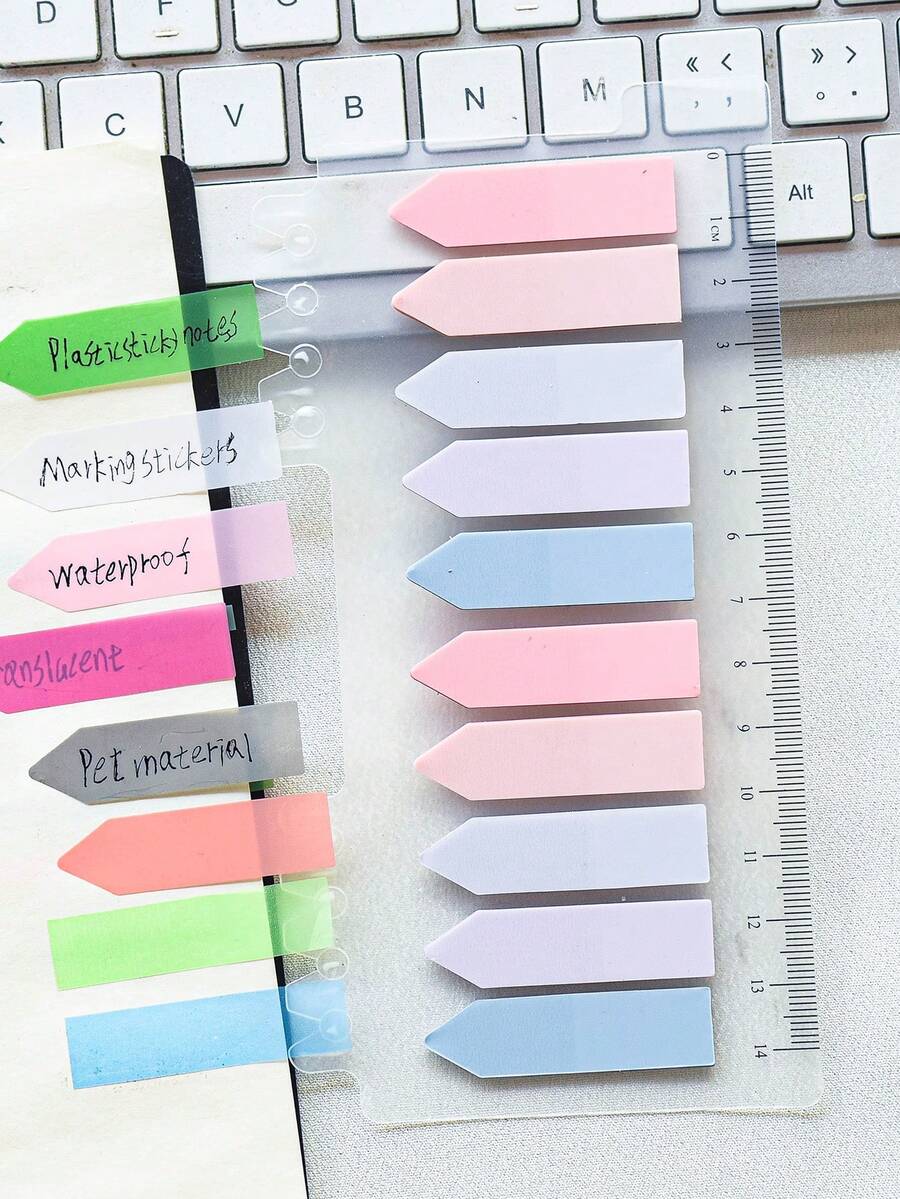 200 Sheets PET Arrow-Shaped Semi-Transparent Sticky Notes With Morandi ...