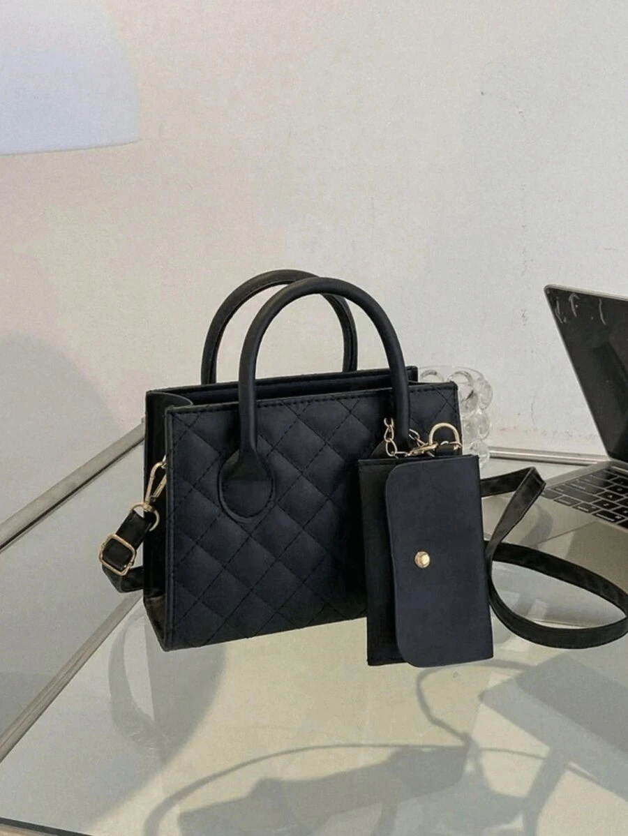 Minimalist Black Small Square Abg, All-Match Top Handle Purse, Classic ...