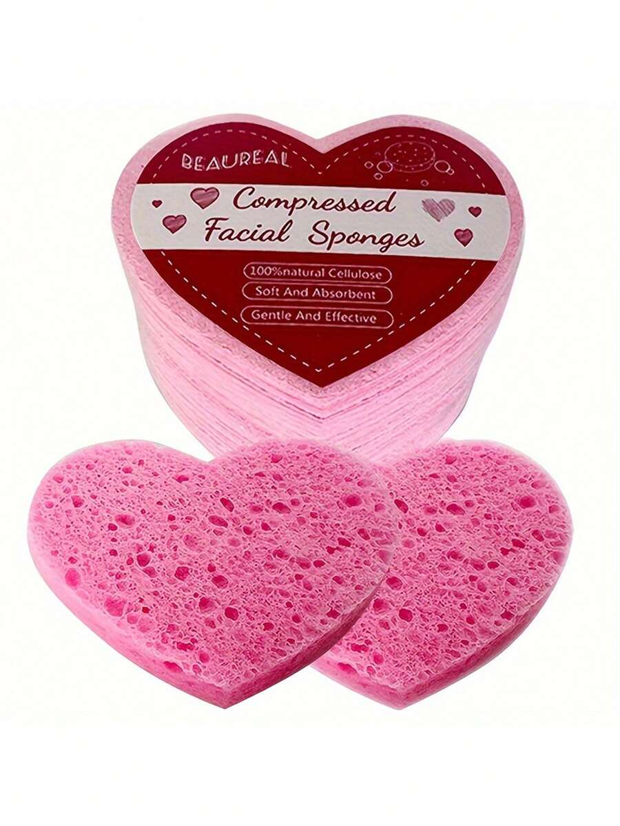 10 Count Heart Shape Compressed Facial Sponges, Natural Facial ...