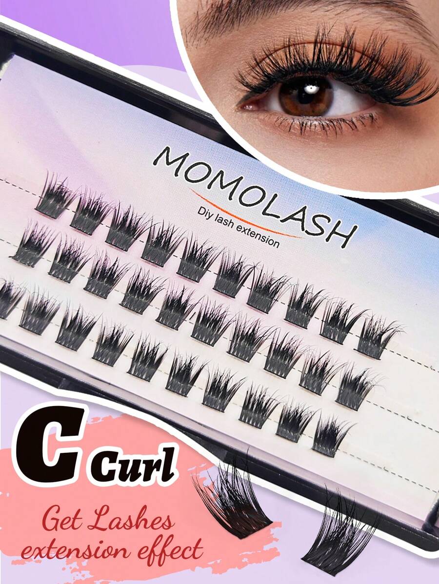 DIY Eyelashes 36pcs Fluffy Three Rows Natural Style Basic Fish Tail ...