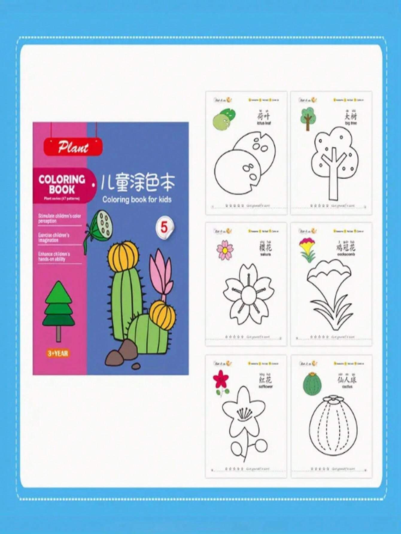 48pcs Educational Coloring Book For Beginners With Colored Pictures Of ...