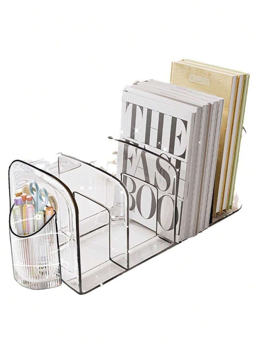 Clear Acrylic Desktop Bookshelf, Student Desk Book Organizer With ...