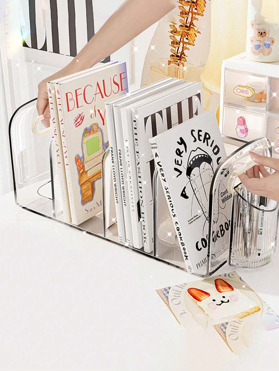 Clear Acrylic Desktop Bookshelf, Student Desk Book Organizer With ...
