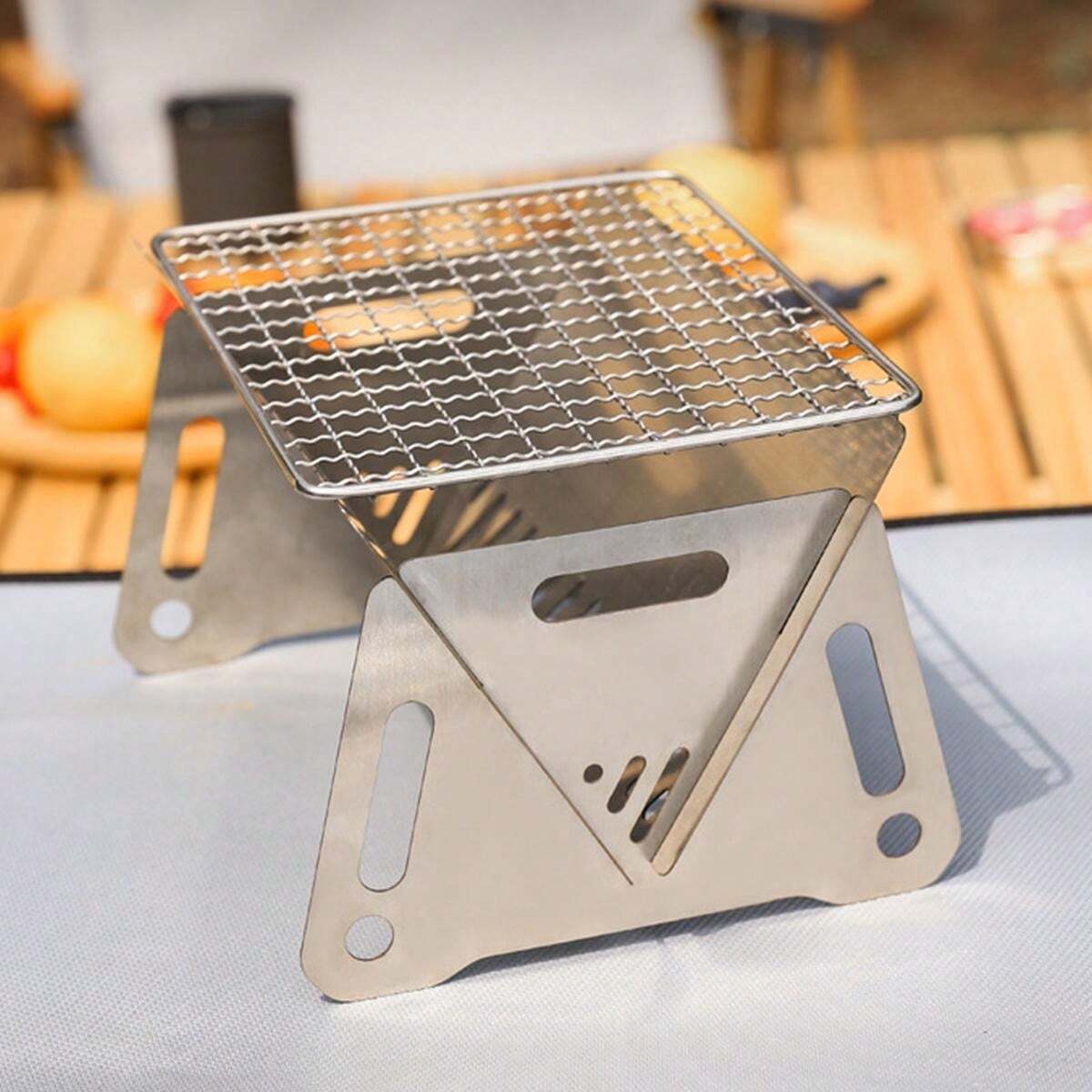 Stainless Steel Portable Folding BBQ Grill Card Type Mini Barbecue Rack ...