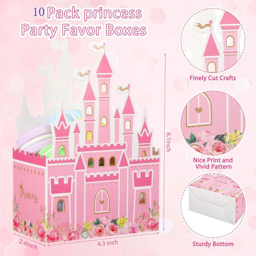 10 Princess Castle Boxes, Princess Castle Candy Boxes, Glitter Princess ...