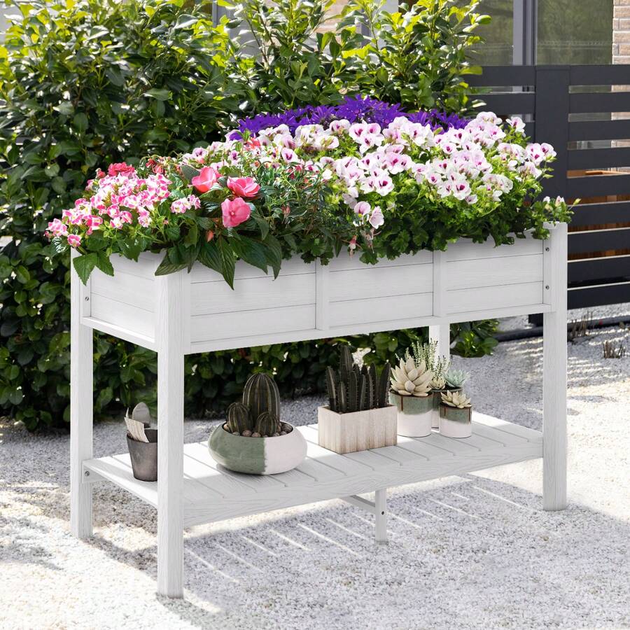 Raised Planter Box With Legs Outdoor Elevated Garden Bed With Storage ...