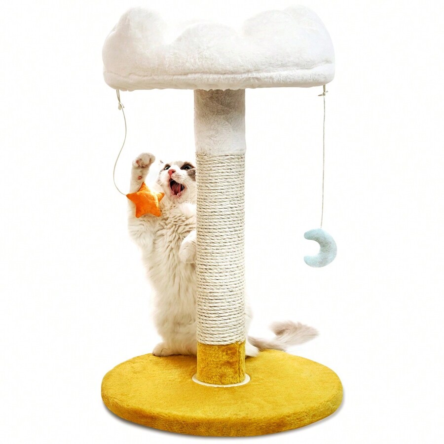 28" Large Size Cloud Cat Scratching Post With Bed, Cat Tree Tower For ...