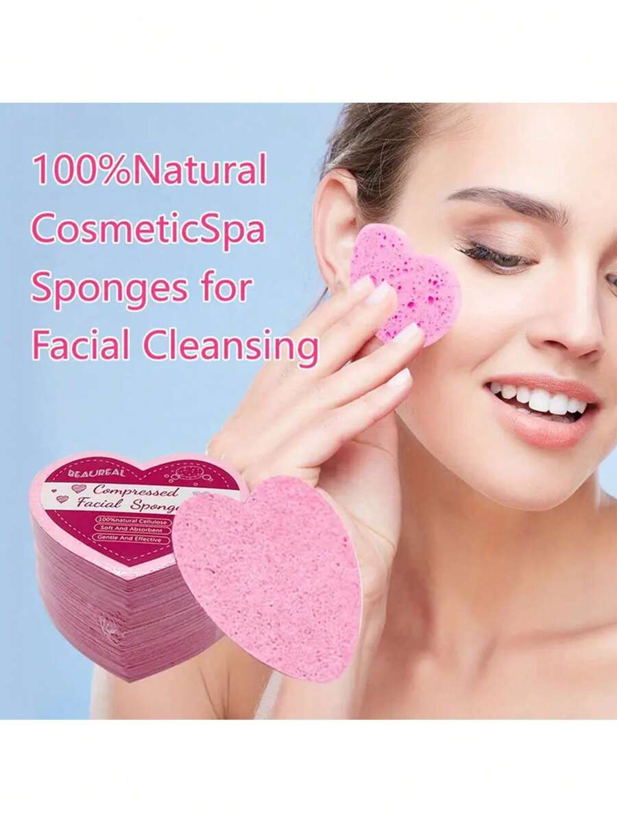 10 Count Heart Shape Compressed Facial Sponges, Natural Facial ...