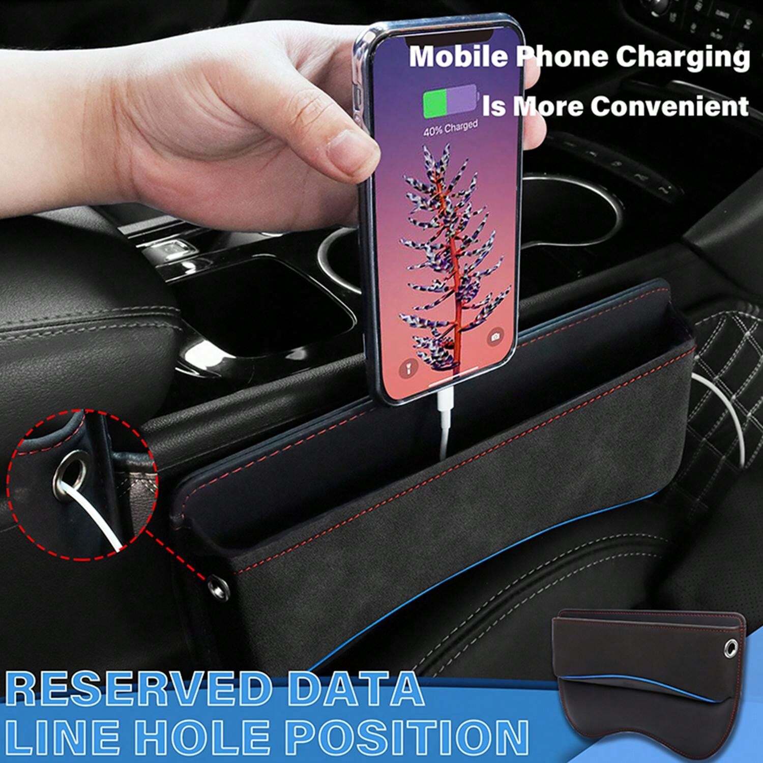 Suede Car Seat Side Storage Pocket For Car Seat Gap Filler Organizer ...