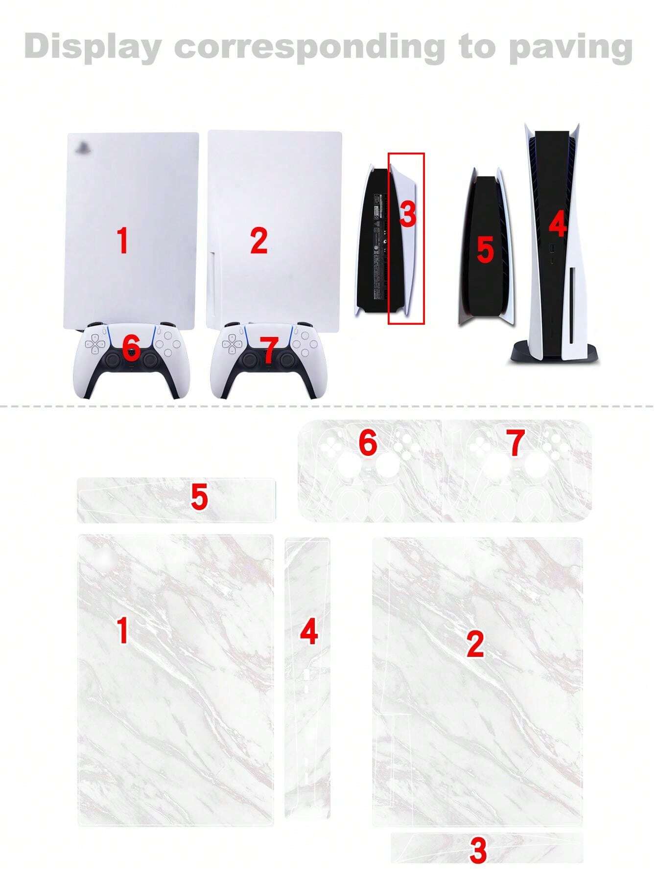 Conjunto de 6 adesivos para console de jogo PS5 em porcelana branca ...