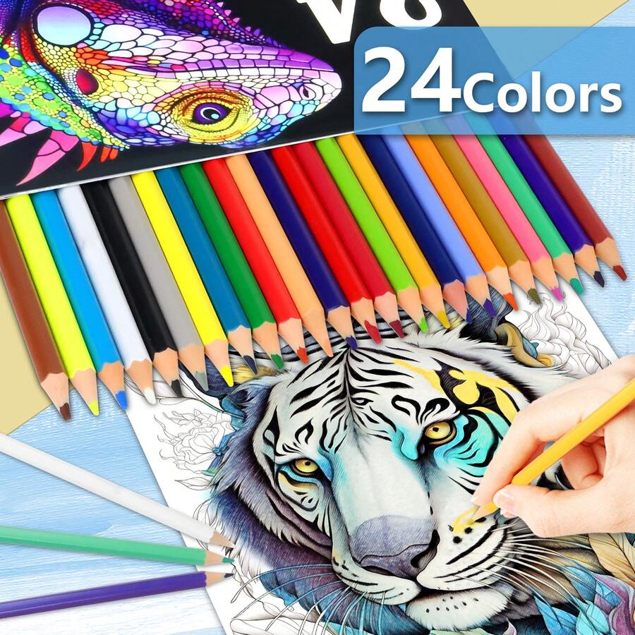 24-Color Pencil Set With 2.9mm Soft Core, Artist Quality Colored ...