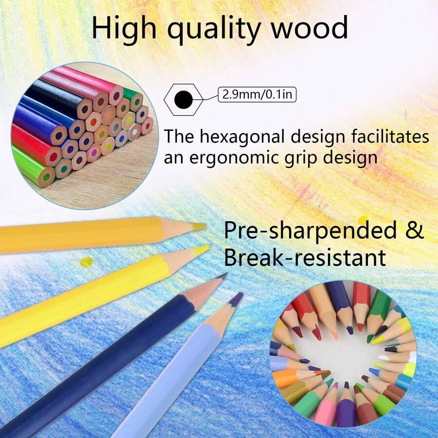 24-Color Pencil Set With 2.9mm Soft Core, Artist Quality Colored ...