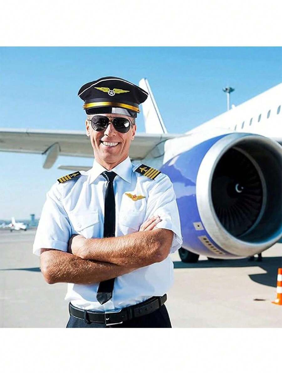 6pcs Airline Pilot Captain Hat Costume Accessories Set, Pilot Fancy ...