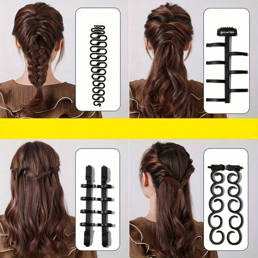 6-Piece Hair Styling Set Hair Braider DIY Braiding Tools Magic Hair ...