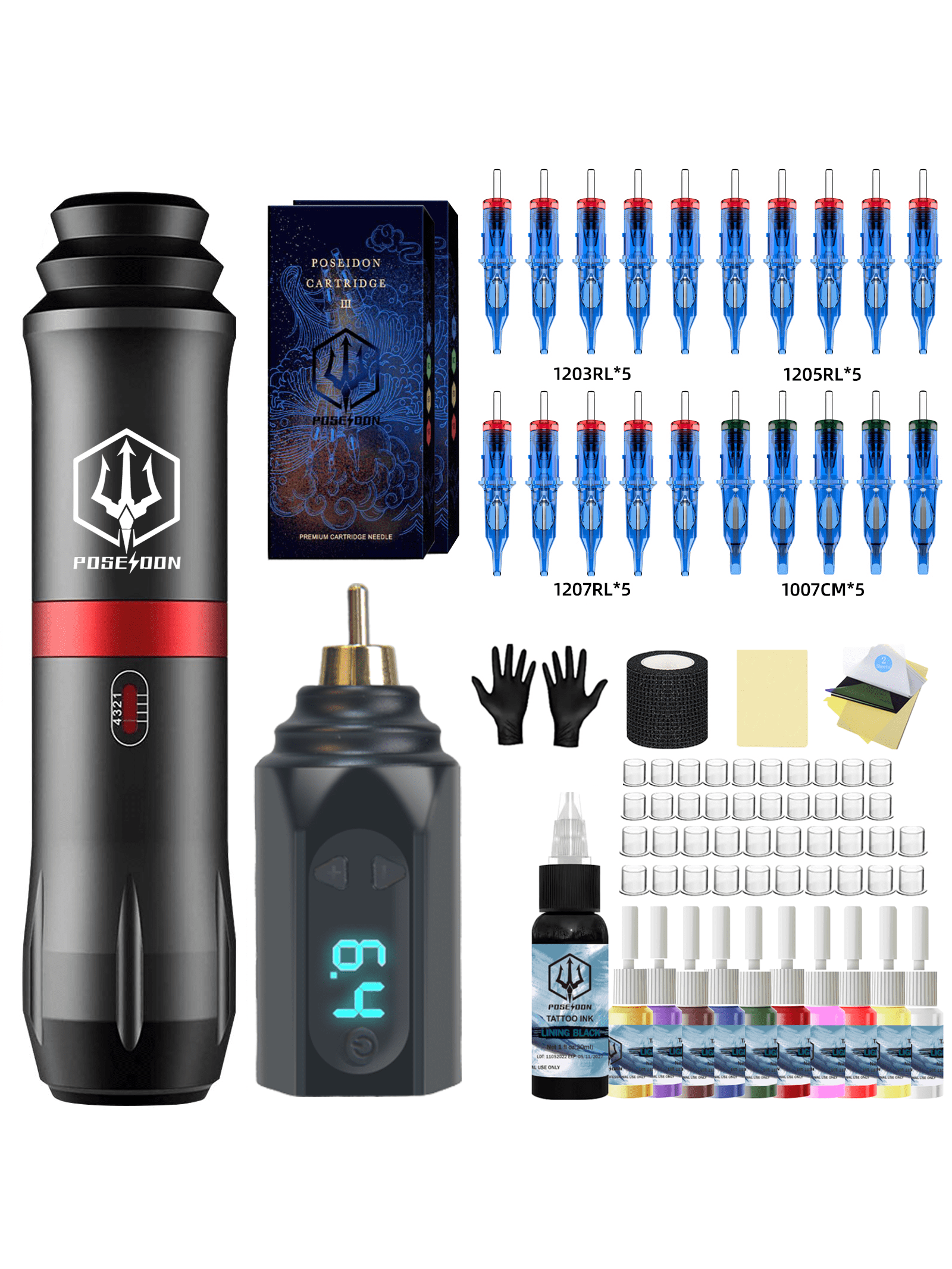 Tattoo Pen Kit - POSEIDON Wireless Tattoo Gun Kit, Tattoo Machine Kit ...